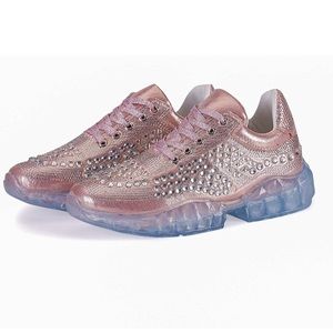 Shoes | Pink Sneakers Glitter Crystal Running Shoes | Poshmark